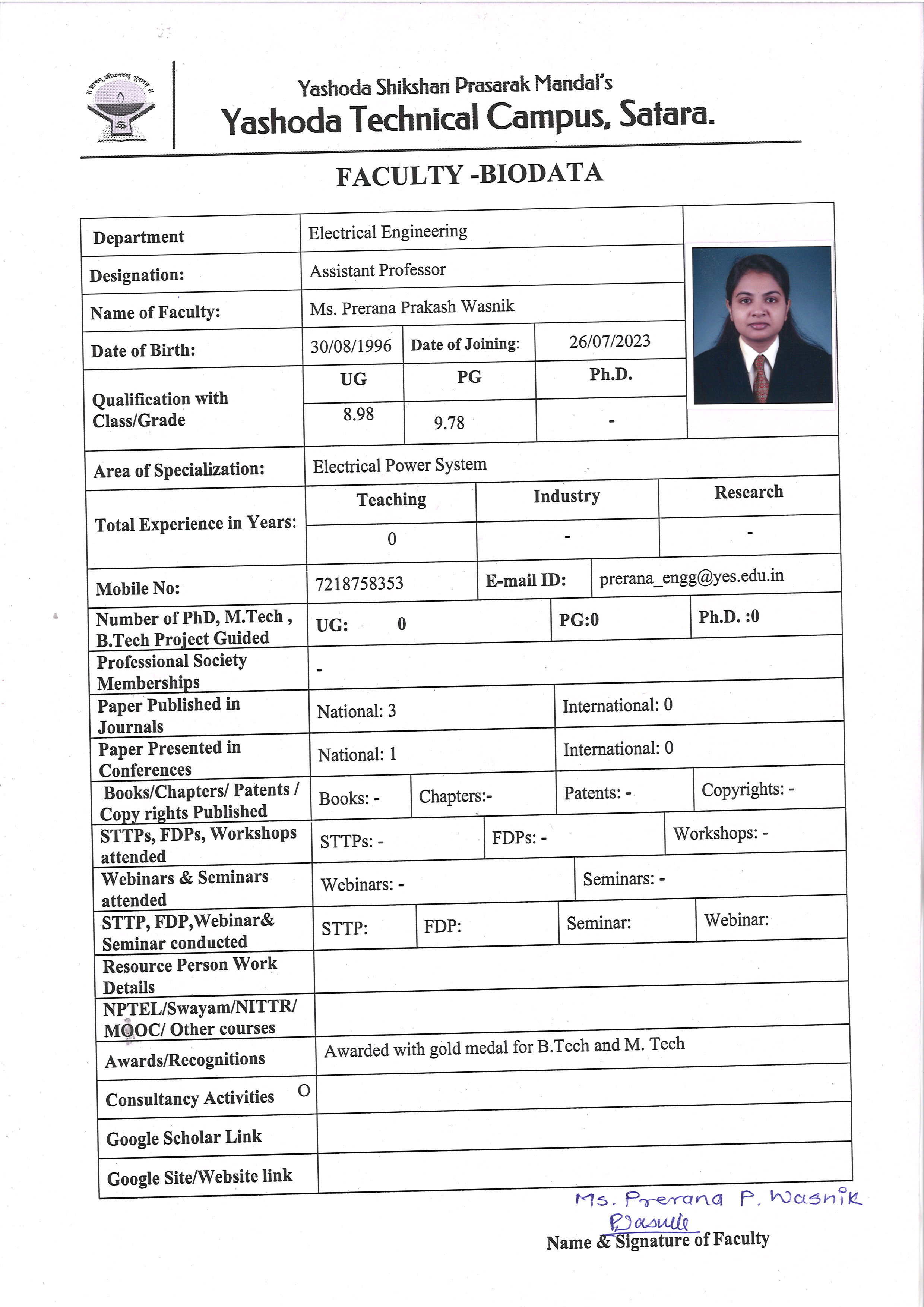 Electrical Engineering Faculty Profile